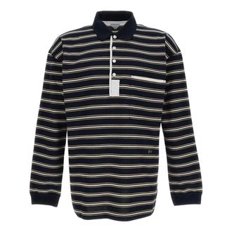 Bottega Veneta Gestreiftes Piqu&eacute;-Polohemd - - Tops - Herren - Blau - M