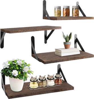 Generic Wande,Rustikal Holz Mit Metallhalterungen | Wand Badezimmer als Ausstellungs- und B&uuml;cher| Schlafzimmer Wohnzimmer Badezimmer B&uuml;ro Ecke Pflanzk&uuml;bel Buc