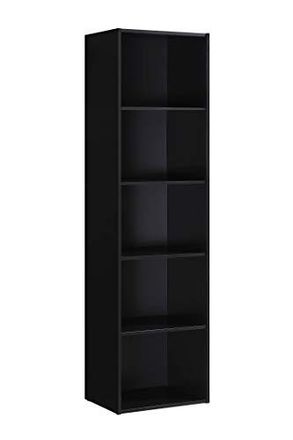 Hodedah IMPORT HID25 Black 5 Shelf Bookcase, Black