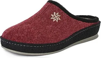Schawos Chaussons feutrés pour femmes Modèle Lisa chaudement doublé en laine vierge (bordeaux, 40 EU)