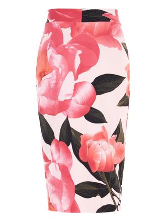 La Petite Robe Di Chiara Boni Midirock mit Pfingstrosen-Print - Rosa