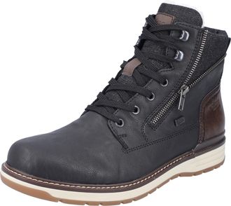 Rieker Winterboots RIEKER, Herren, Gr. 40, schwarz (schwarz, dunkelbraun), Lederimitat, Textil, Schuhe Winterboots, mit wasserabweisender riekerTEX-Membran, 