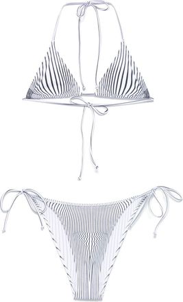 Jean Paul Gaultier bikini à rayures - Blanc