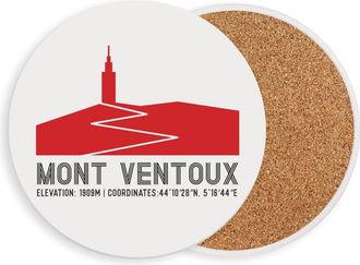 Fabulous Untersetzer aus Keramik, rund, Mont Ventoux Fahrrad France Cyclisme Tour - 1 Stück (108 x 108 mm)
