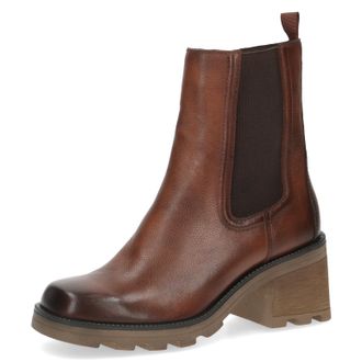 Caprice Damen Stiefeletten mit Absatz Blockabsatz Elegant, Braun (Cognac Nappa), 38 EU
