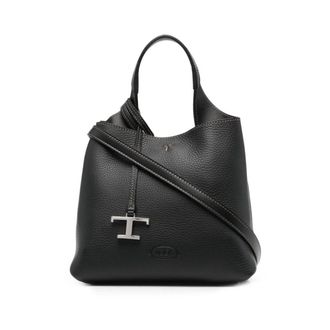 Tod's Leder Tote Tasche mit Logo-Plakette - - Bags - Damen - Schwarzk - ONE SIZE
