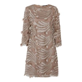 Bruuns Bazaar Kleid mit Stickerei und Fransen - - Dresses - Damen - Beige - 2XL
