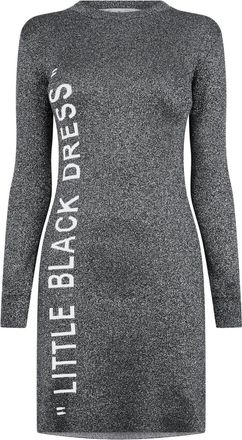 Off-white Off White - Bodycon Kleid f&uuml;r Damen, Rundhalsausschnitt (Silber/Wei&szlig;)