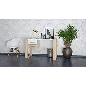 Homemania Home factory by Homemania Schreibtisch Farley, Holz, Weiß/Sonoma, 124x60x75 cm