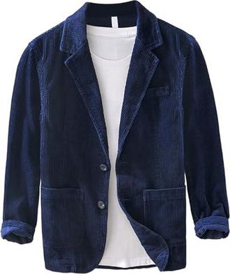 Generic Blazer en Velours côtelé pour Homme, Style Vintage, Deux Boutons, Veste de Sport Classique, Tenue Formelle, décontractée, Professionnelle