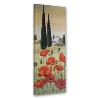 Feeby Bilder 30x90 cm Toskana Mohn 1 tlg Modern Vlies Wandbilder Leinwandbilder Bild auf Leinwand Kunstdruck Wand Wanddeko Design Flur B&uuml;ro K&uuml;che Wohnzimmer