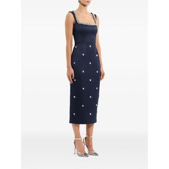 Rebecca Vallance Crystal-Embellished Dress - Navy