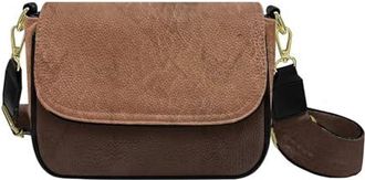 Hugs Idea Sac à main à bandoulière en cuir pour femme avec poches zippées, Marron rétro, Taille unique