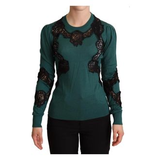 Dolce & Gabbana Femme, Pulls, Vert, Taille: 32 FR Pull en Dentelle