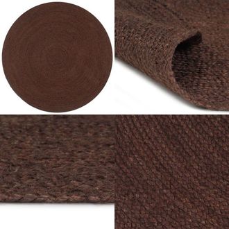vidaXL Teppich Handgefertigt Jute Rund 120 cm Braun - Naturfaser Teppich - Jute Teppich - Runder Teppich - Brauner Teppich - Handgefertigter Teppich - Home