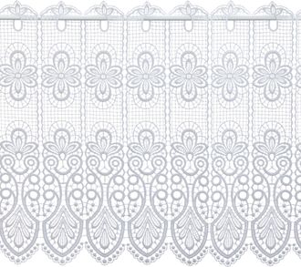 Plauener Spitze by Modespitze, Store Bistro Gardine Scheibengardine mit Stangendurchzug, hochwertige Stickerei, Höhe 49 cm, Breite 96 cm, Weiß