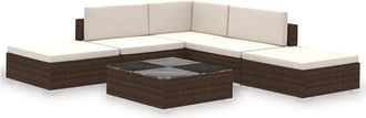 vidaXL Vidaxl - Salon de jardin 6 pcs avec coussins R&eacute;sine tress&eacute;e Marron