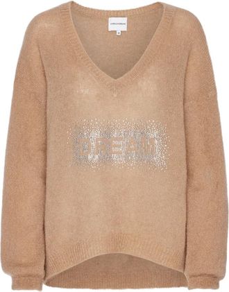 Americandreams Americandreams, Femme, Pulls, Brun, Taille: 40 FR Silja V Neck Crystal Pullover