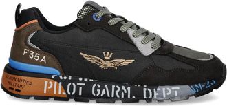 Aeronautica lettering-print sneakers - Schwarz