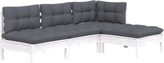 vidaXL Bois de Pin Massif Salon de Jardin 4 pcs avec Coussins Mobilier de Patio Meubles dExt&eacute;rieur Mobilier de Jardin Meubles de Terrasse Blanc