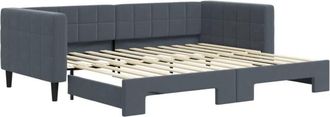 vidaXL Tagesbett Ausziehbar Dunkelgrau 90x200 cm Samt Vidaxl