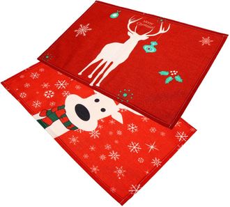 Angoily 2st&uuml;cke Tischset Aus Leinen Mit Elchmotiv Weihnachtstischset Platzset F&uuml;r Festliche Dekoration Isoliert W&auml;rme rutschfest Und Langlebig