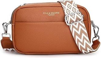 Generic Sac à bandoulière en cuir de vache pour femme, marron clair, Medium, Décontracté