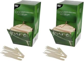 Papstar Papstar 18201 Pommes-Frites-Gabeln, Holz pure, 8.5 cm, 1000 St&uuml;ck (Packung mit 2)