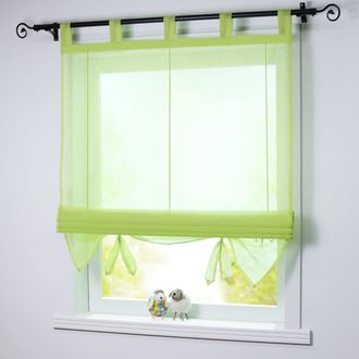 Joyswahl Raffrollo Voile Schlaufenrollo Sarah Moderne Gardine Transparente Raffgardinen BxH 60x155cm Gr&uuml;n 1er Pack