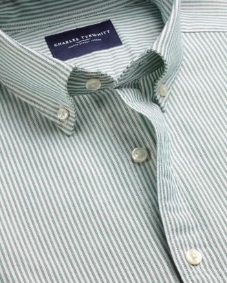 CHARLES TYRWHITT Vorgewaschenes Stretch-Oxfordhemd mit Button-down-Kragen - Gr&uuml;n