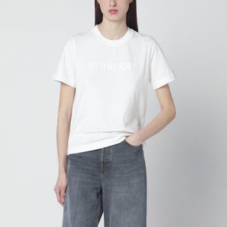 Burberry White T-shirt with embroidered logo