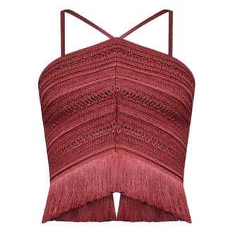 PatBo Amber Fransen-Top - - Tops - Damen - Braun - S