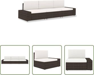 vidaXL vidaXL Poly Rattan Sofa - Modulares 3-Sitzer-Sofa Poly Rattan Braun
