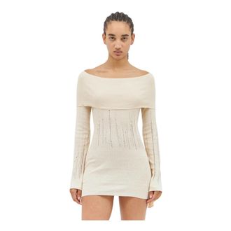 Aya Muse Leiterstrickkleid Bandeau-Ausschnitt Lange &Auml;rmel - - Dresses - Damen - Beige - L