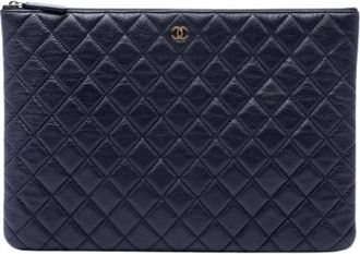 Chanel Pre-owned Vintage Quilted Caviar Leather Clutch - - Pre-owned - Damen - Blau - ONE SIZE