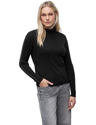 Street One Damen 3016780 Pullover in Rippstruktur, Black, 38