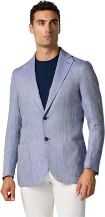 Brooks Brothers Homme, Vestes, Bleu, Taille: XL Blazer en lin &agrave; chevrons