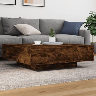vidaXL Table basse ch&ecirc;ne fum&eacute; 100x100x31 cm bois ding&eacute;nierie - Vidaxl