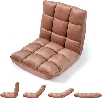 Costway Costway Sedia Cuscino Pavimento Terra Imbottita Spugna Schiuma Schienale Regolabile Pieghevole Reclinabile Supporto Velluto Soggiono Salotto Camera Le