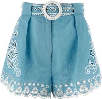 Farm Rio Farm Rio, Femme, Shorts, Bleu, Taille: 42 FR Short Romantic Richelieu Ceintur&eacute;