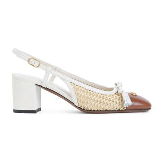 Valentino Garavani Slingback-Pumps aus naturwei&szlig;em Ziegenleder - - Shoes - Damen - Mehrfarbig - 37 EU