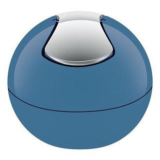 Spirella Poubelle salle de bains Récipient à cosmétiques 1 Litre Finition brillante ou mate Boîte à ordures à couvercle pivotant Poubelle à table Bleu denim