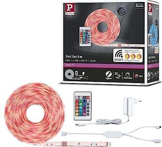 Paulmann 70534 SimpLED LED Strip Smart Home Zigbee RGB Komplettset 5m 20W 450lm 30LEDs/m RGB 24VA Profil für Leuchtstreifen