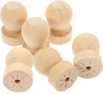 TOPBATHY 6 St&uuml;ck Runde Holzstempelgriffe aus Massivem Hartholz Glatt Poliert Handgefertigt Komfortabel und Langlebig Ersatz f&uuml;r Wachssiegel Hochzeitsstempel Ei
