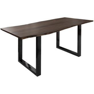 Massivmoebel24 Baumtisch Akazie 140x90x76 grau Beine anthrazit gl&auml;nzend FREEFORM 3