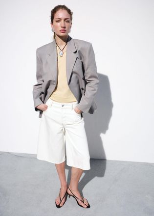 Mango Bermuda droit taille normale blanc cass&eacute; - Femme - 32 - MANGO