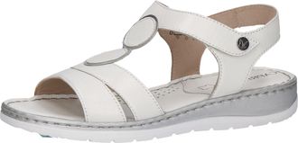 Caprice Damen Sandalen flach aus Leder mit Klettverschluss, Weiß (White Nappa), 40 EU