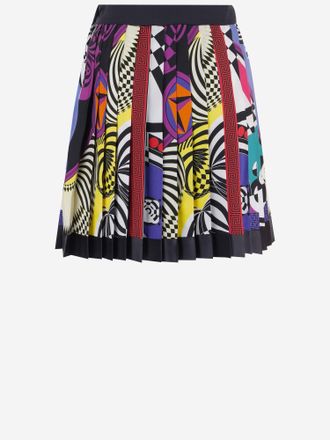 Versace Pleated Silk Twill Mini Skirt - Multicolor