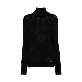 Kiton Schwarzer Rippstrickpullover mit Rollkragen - - Knitwear - Damen - Schwarzk - S