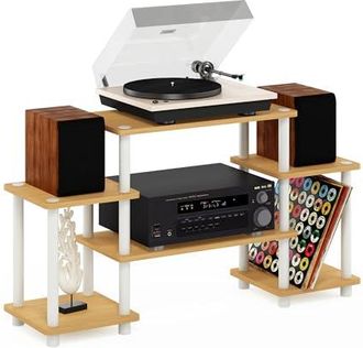 Furinno Turn-N-Tube TV-Schrank, Fernsehtisch, TV-Regal, Buche/Weiß, 105.4 (B) x 58 (H) x 29.5 (T) cm